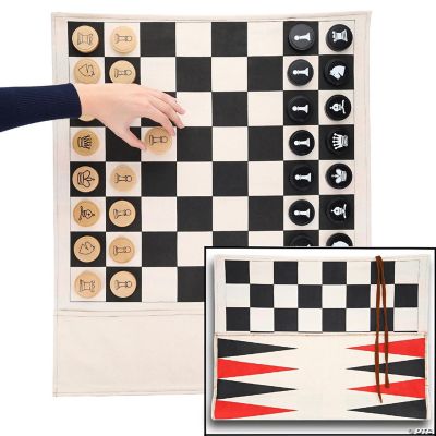 Pacific Shore Games Cloth Rollup Travel Chess, Checkers and Backgammon ...