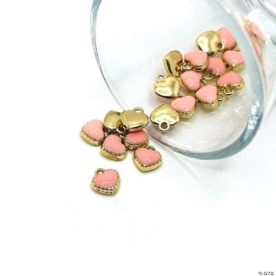 20 Pcs Small Pink and Gold Heart Charms | Oriental Trading