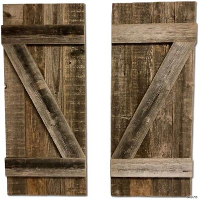 Rustic Farmhouse 36 in x 13 in Reclaimed Wood Decorative Shutters (Set ...