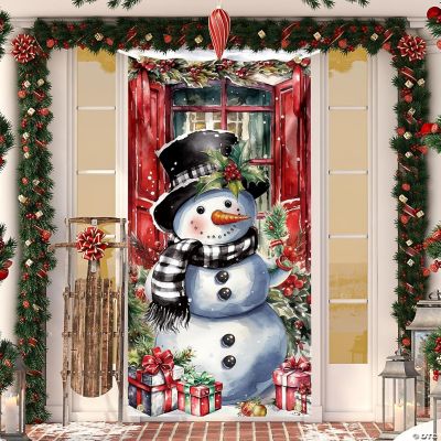 Large Christmas Snowman Door Cover, Photography Background Banner