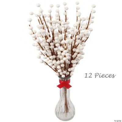17" White Holly Berry Stems - Set of 48, 35 Realistic Berries, Ideal ...