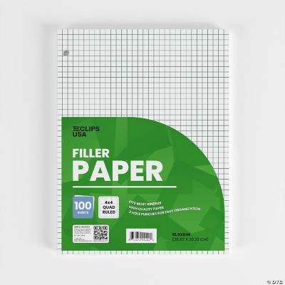 E-Clips USA Quad-Ruled Filler Paper - White Loose-Leaf, Fits Standard 3 ...