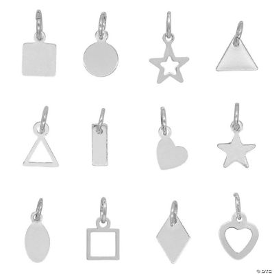 Silver Basic Shapes Charms, 12-Piece Set for Jewelry Making