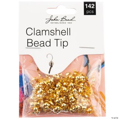 John Bead Clamshell Bead Tip 142/Pkg-Gold | Oriental Trading