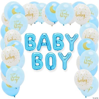 43-Piece Baby Boy Balloons for Baby Shower Decorations (Blue)