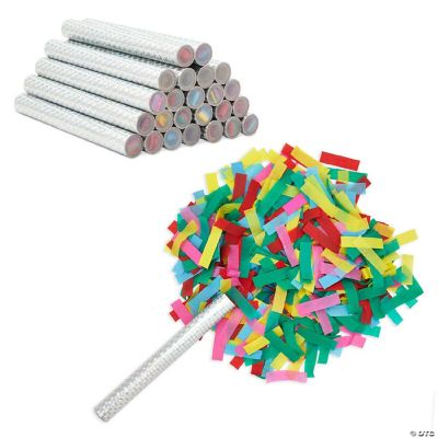 24-Pack Rainbow Confetti Flutter Sticks for Birthdays & Parties
