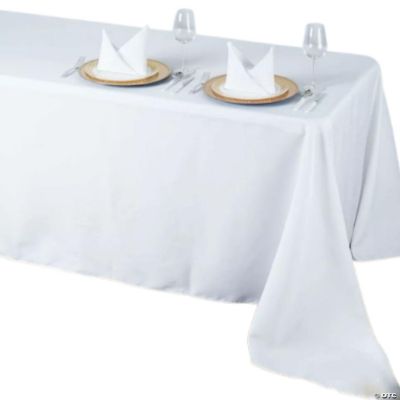 90x156-Inch WHITE RECTANGULAR Premium Polyester Tablecloths Restaurant ...