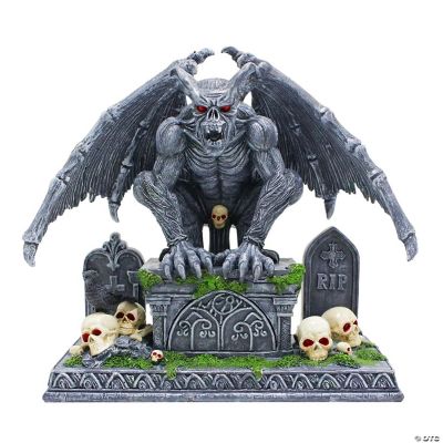 Grave Guardian Gargoyle Figurine, 7" Solar Powered Gothic Halloween ...