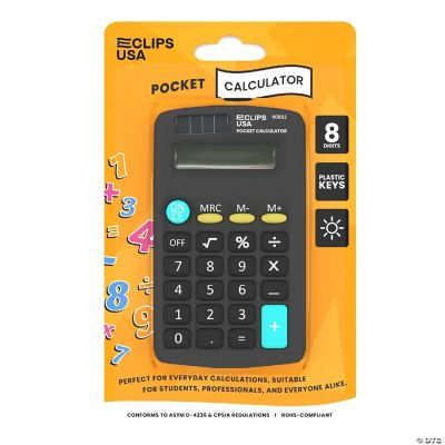E-Clips USA Pocket-Sized Calculator - 8 Standard Functions, Solar ...