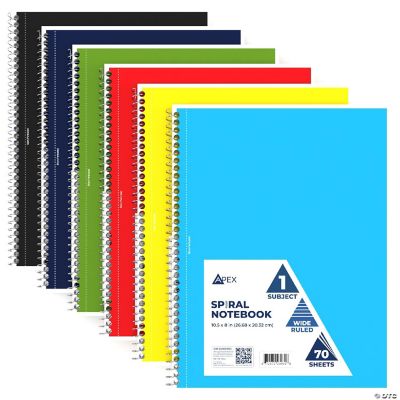 E-Clips USA APEX 1-Subject Spiral Notebook - Assorted Colors, Wide ...