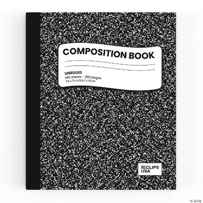 E-Clips USA Black Marble Composition Notebook - Unruled, 7.5 X 9.8 ...