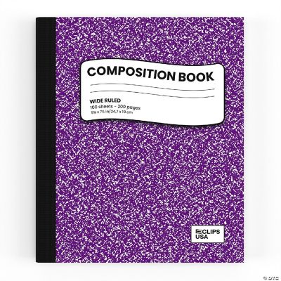 E-Clips USA Purple Marble Composition Notebook - Wide-Ruled, 7.5 X 9.8 ...