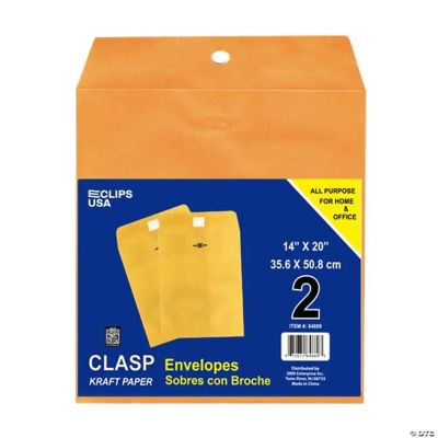 E-Clips USA Kraft Clasp Envelopes - 14 X 20 Inches, 2-count | Oriental ...