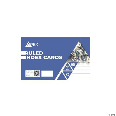 E-Clips USA Apex White Ruled Index Cards - 4 X 6 Inches, 50 Pack , 72 Units