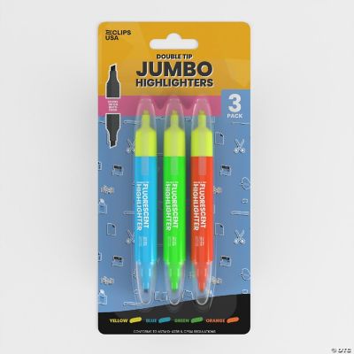 E-Clips USA Jumbo Fluorescent Highlighter Pen - Double-Tip, Yellow On ...