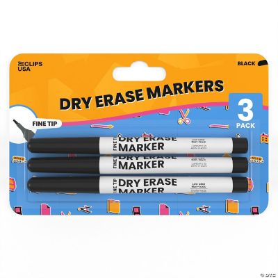 E-Clips USA Dry Erase Markers - Low Odor, Non-Toxic, Black, 3 Pack ...