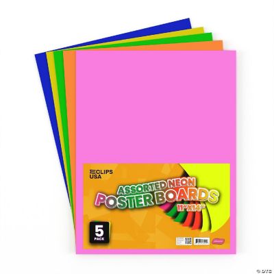 E-Clips USA Assorted Neon Poster Boards - 11 X 14 Inches, 5 Pack ...