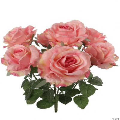 Silk Rose Bush 20" x 13" Pink Artificial Flowers | Oriental Trading