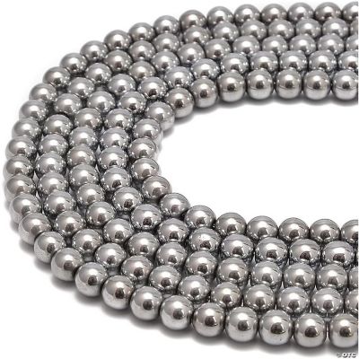 10mm Silver Plated Hematite Smooth Round Natural Gematone Loose Beads