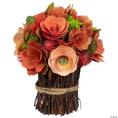 Artificial MiPropered Floral Wooden Spring Bouquet - 9" - Red and Pink ...