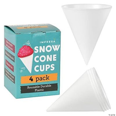 [4 Pack] Plastic Reusable Snow Cone Cups - No Leak, Durable Shaved Ice ...