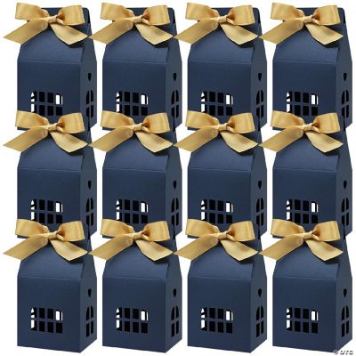 Wrapables House Shaped Gift Boxes with Ribbons (Set of 12), Blue ...