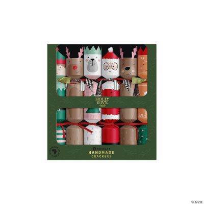 12" Holly & Ivy Santa & Friends Novelty Christmas Party Crackers - 6 Pc.