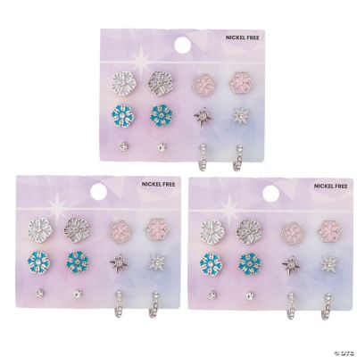 1/4" Arctic Wonderland Snowflake Metal Earring Assortments on Card – 3 Pc. | Oriental Trading