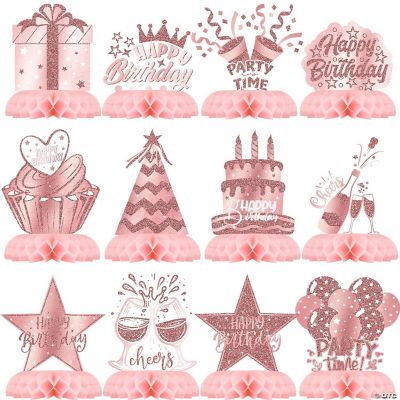 12Pcs Pink Rose Gold Honeycomb Table Toppers, Elegant Birthday Party ...