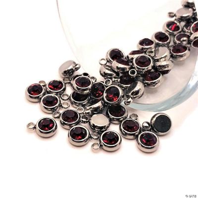 20 Pcs Steel Red Rhinestone Charms | Oriental Trading