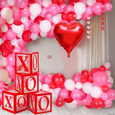 115PCS Valentine's Day Balloon Box Kit, XOXO Letters, Pink Balloon ...