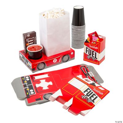 72 Pc. 5" Bright Red Race Car Snack Tray Kits for 24