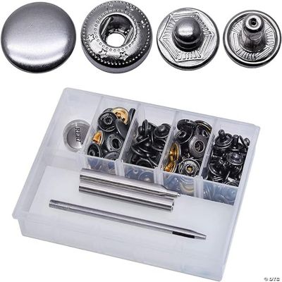 12 Set 15mm Black Leather Snap Fasteners Kit with 5 Setter Tools for ...