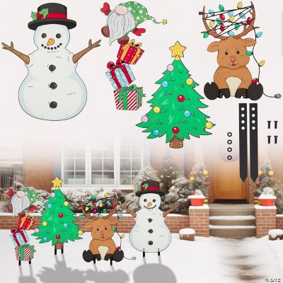 Christmas Character Set Metal Yard Signs, 4pc Large Xmas Decorations ...