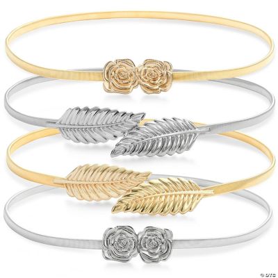 4-Pack Fancy Dress Belts for Women, Skinny Stretch Metallic Waist Belts ...