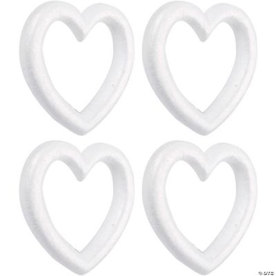4 Pack White Foam Heart Wreath Forms for Crafts, DIY Hearts for Wedding ...
