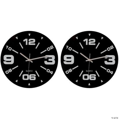 Set of 2 Black Wall Clocks | Oriental Trading