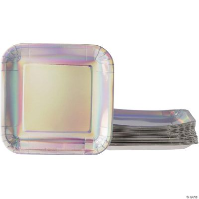 48 Pack Square with Silver Holographic Foil Iridescent Disposable Paper ...