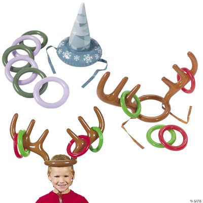 Christmas Inflatable Headwear Ring Toss Games Assortment Kit - 12 Pc ...