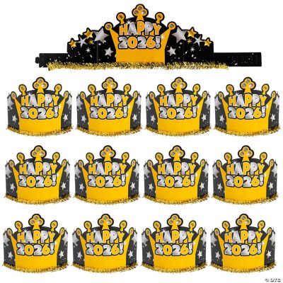 24" x 6 1/4" New Year's Eve Happy 2026 Paper Crown with Metallic Foil ...
