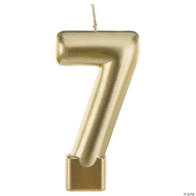 2 1/4" x 3 1/4" Metallic Gold Number 7 Wax Candle | Oriental Trading