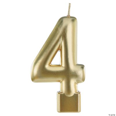 2 1/4" x 3 1/4" Metallic Gold Number 4 Wax Candle | Oriental Trading