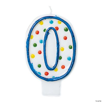 1 1/2" x 3" Polka Dot Number 0 Wax Candle | Oriental Trading