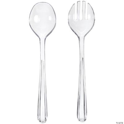 9 3/4" 2-Pc. Clear Plastic Disposable Spoon & Spork Set | Oriental Trading