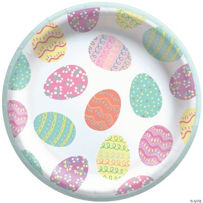 8 1/2" Pastel Polka Dot Easter Eggs Disposable Round Paper Dinner ...
