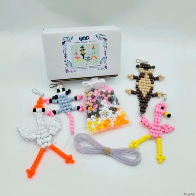 Ink and Trinket Kids DIY Otter Bead Animal Craft Kit, Makes 4 Keychains ...