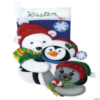 Design Works Felt Stocking Applique Kit 18" Long-Winter Buddies ...