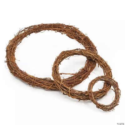 Set Of 3 Grapevine Wreath Forms For Diy Crafts, Twig Branches, 11.5, 7 ...