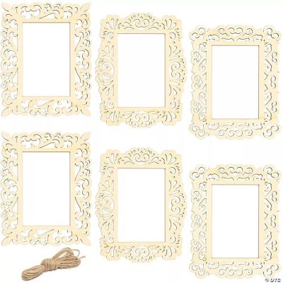 6 Pack Unfinished Wood Frames Cutout With Jute String For Diy Craft ...