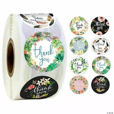1" Round Thank You Stickers Bussiness Kraft Stickers Label Self ...
